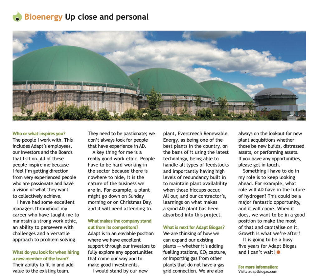 Up close and personal with James Thompson - Adapt Biogas