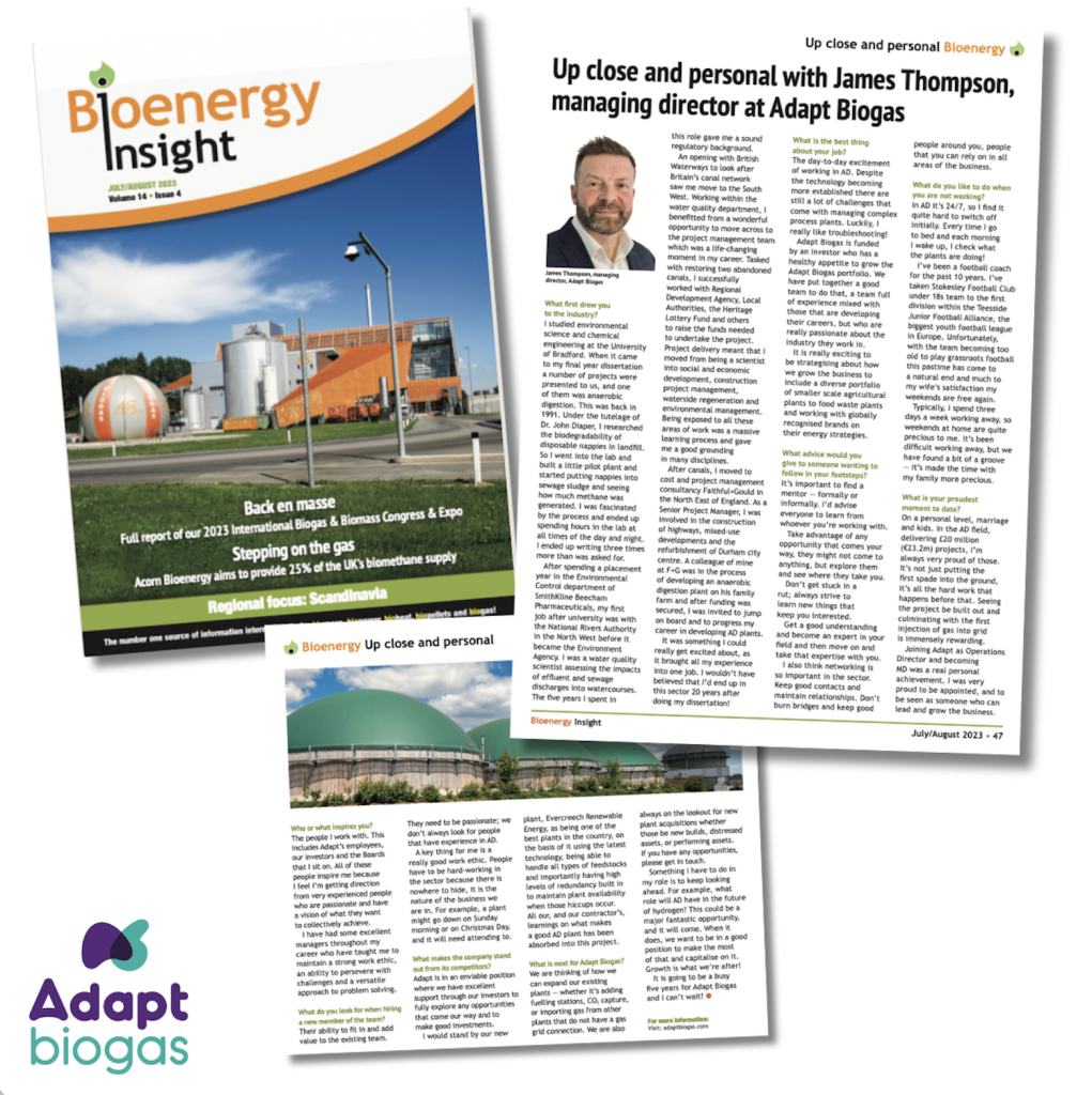 Up close and personal with James Thompson - Adapt Biogas